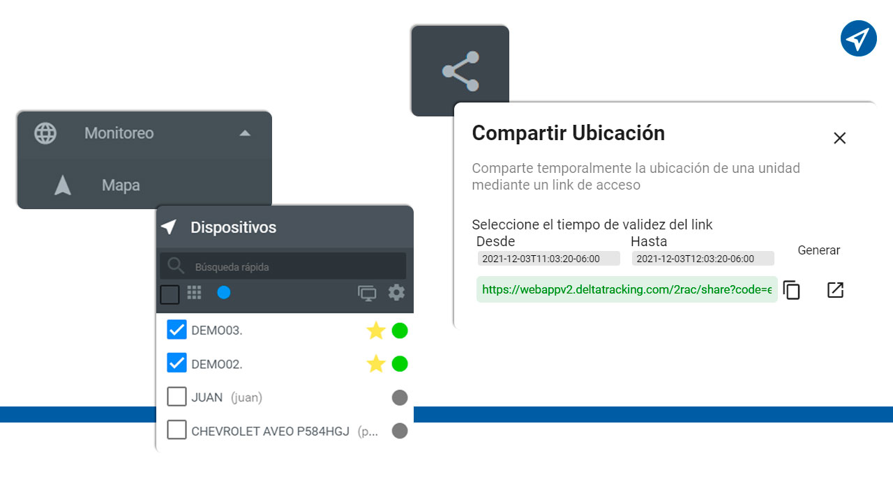 Link temporal para compartir ubicación con DeltaTracking